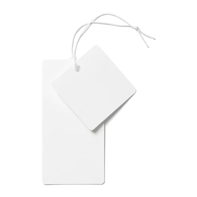 Square and Rectangle White Label Tag — Blank Mockup Item